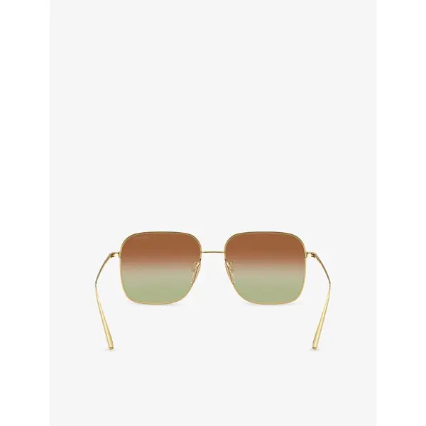 Prada Square-frame Metal Sunglasses - Gold