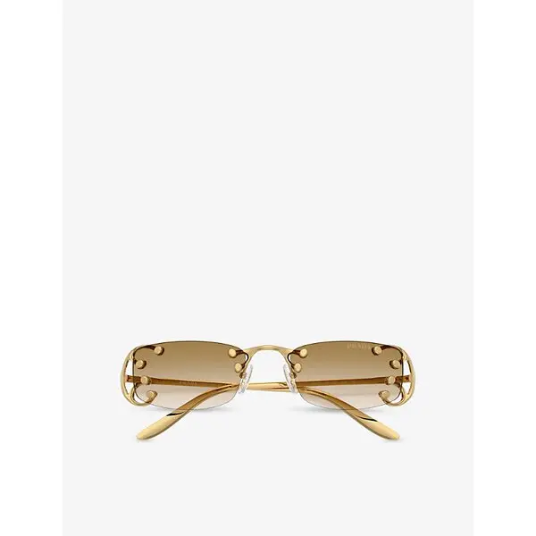 Prada Rectangle Frame Metal Sunglasses