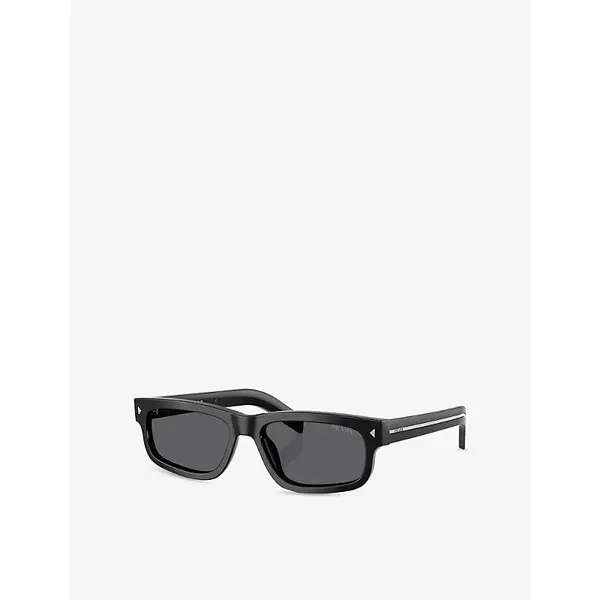 Prada Pr B11s Rectangle-frame Acetate Sunglasses - Black