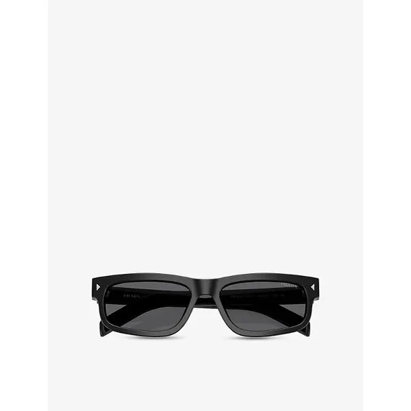 Prada Pr B11s Rectangle-frame Acetate Sunglasses - Black