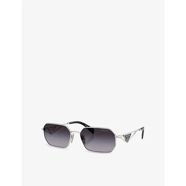 Prada Square-frame Metal Sunglasses - Silver