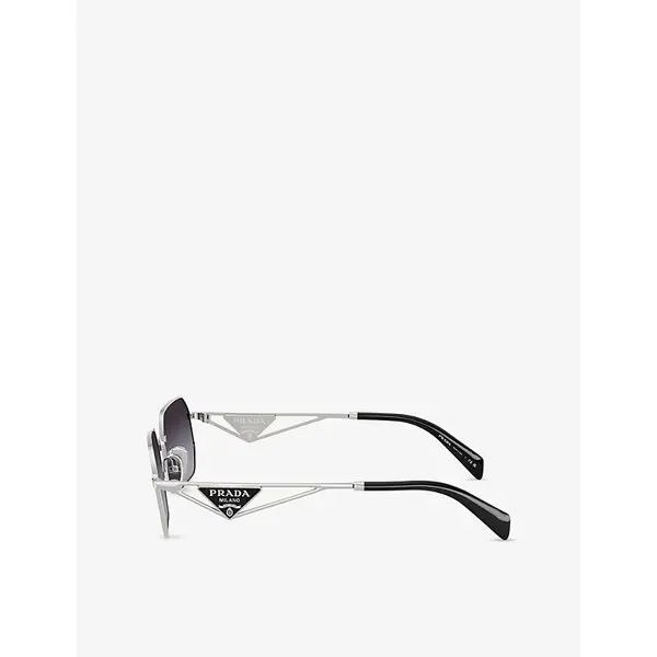 Prada Square-frame Metal Sunglasses - Silver