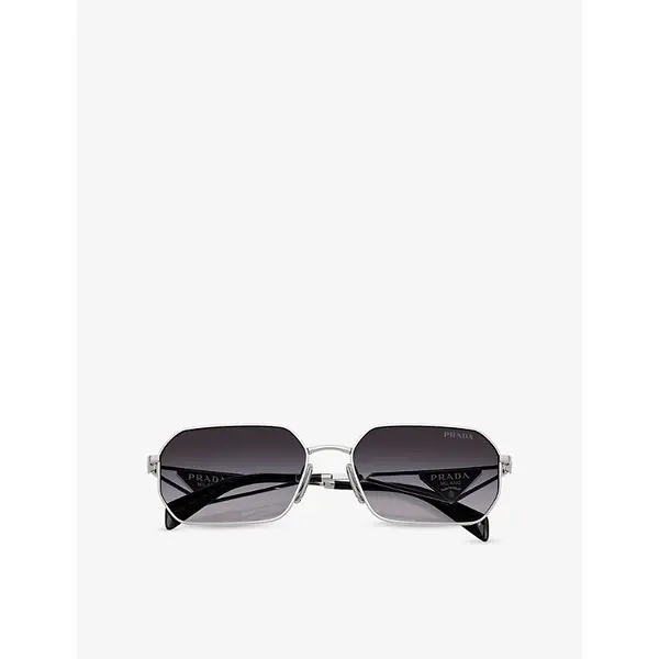 Prada Square-frame Metal Sunglasses - Silver