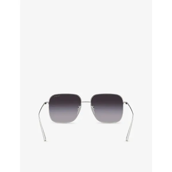 Prada Square-frame Metal Sunglasses - Silver