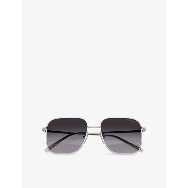 Prada Square-frame Metal Sunglasses - Silver