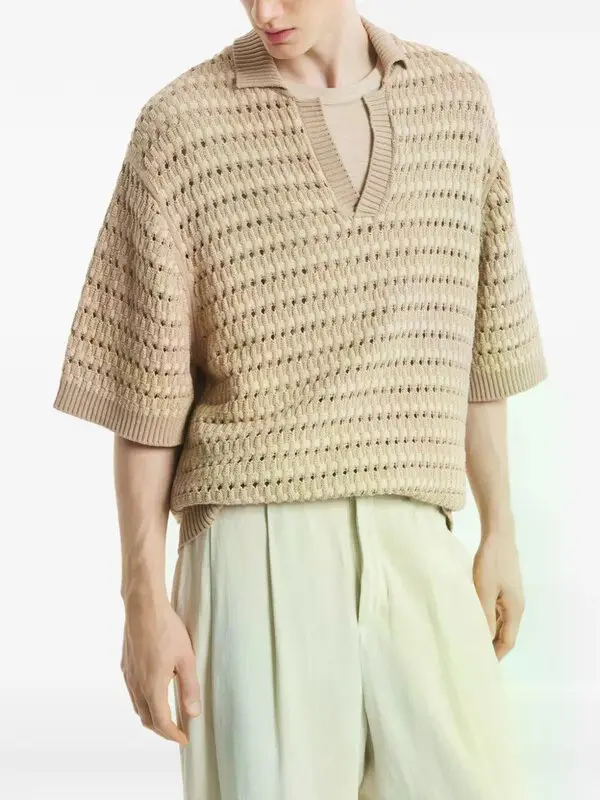 Maison Kitsuné Open-knit Polo Shirt