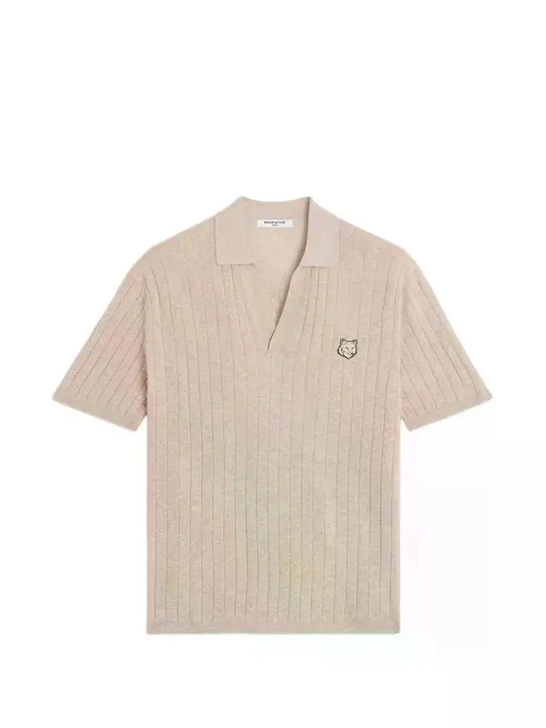Maison Kitsuné Embroidered Ribbed Polo Shirt - Neutrals