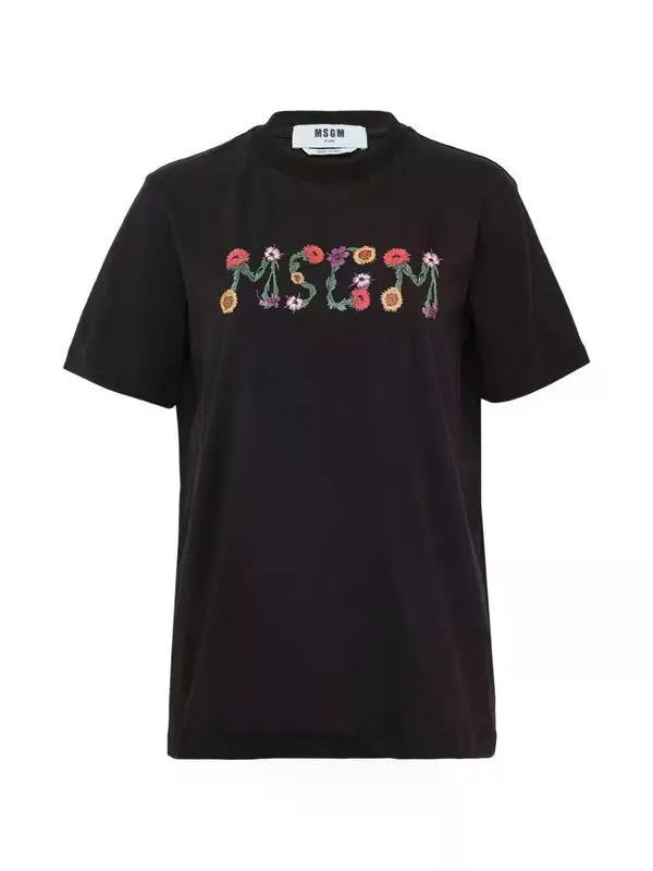 MSGM Floral Logo T-shirt - Black