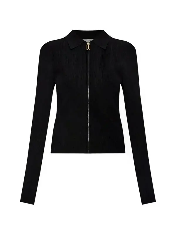 Victoria Beckham Zip Cardigan With Collared Neckline - Black