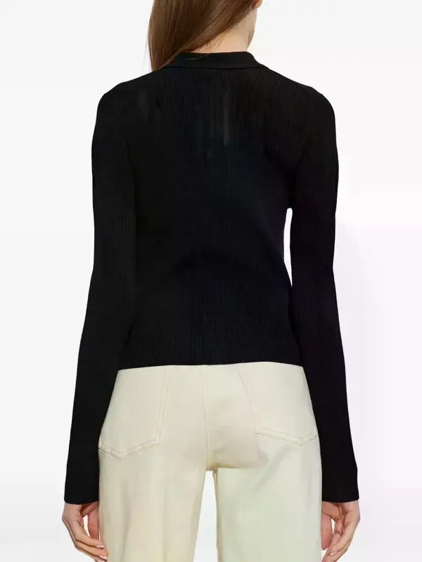 Victoria Beckham Zip Cardigan With Collared Neckline - Black