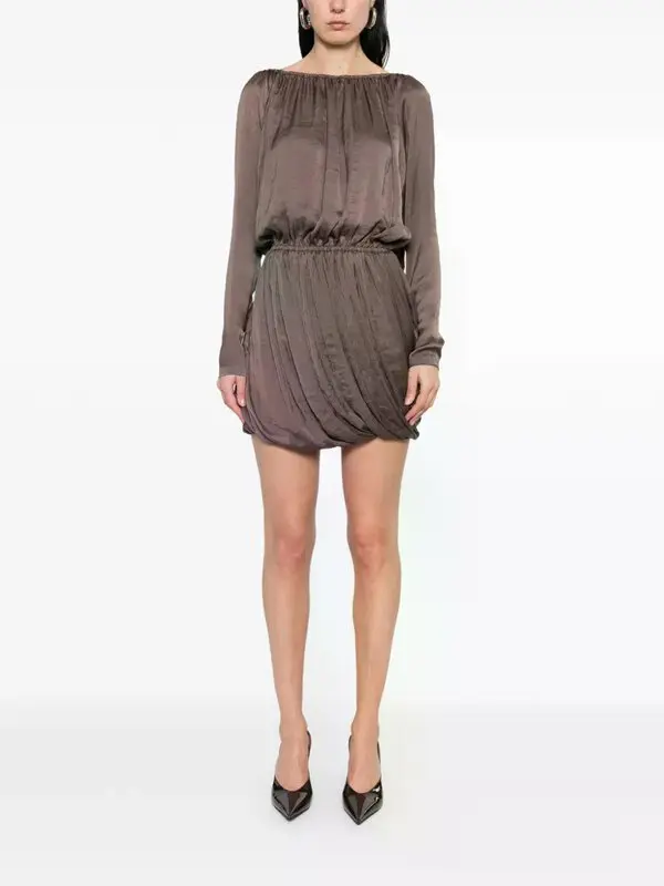 Saint Laurent Elasticated Long Sleeve Midi Dress
