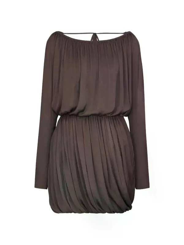 Saint Laurent Elasticated Long Sleeve Midi Dress