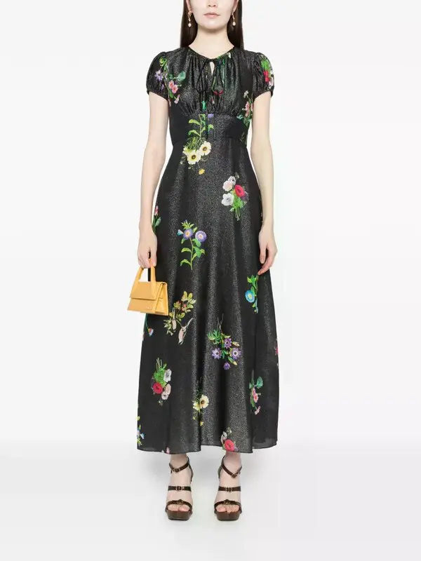 Cynthia Rowley Floral Print Lurex Midi Dress