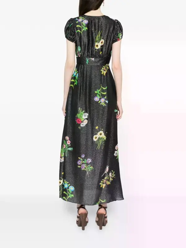 Cynthia Rowley Floral Print Lurex Midi Dress