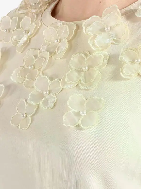 AMOSA Floral Applique T-shirt - Neutrals
