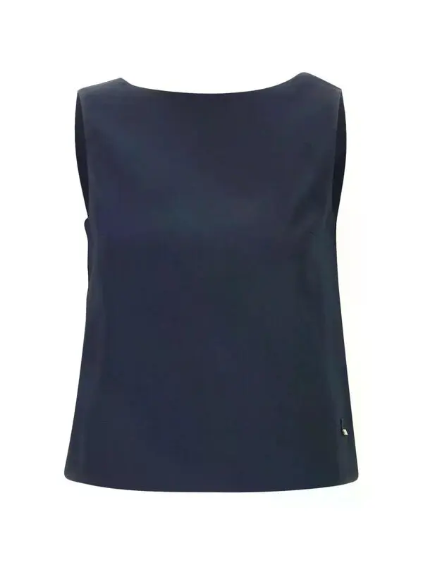 Herno Boat Neck Sleeveless Blouse With Bow Detail - Blue