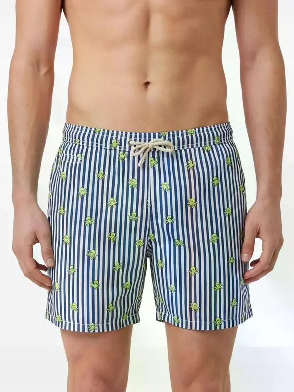 MC2 SAINT BARTH Striped Octopus Print Swim Shorts - Blue