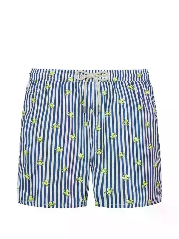 MC2 SAINT BARTH Striped Octopus Print Swim Shorts - Blue