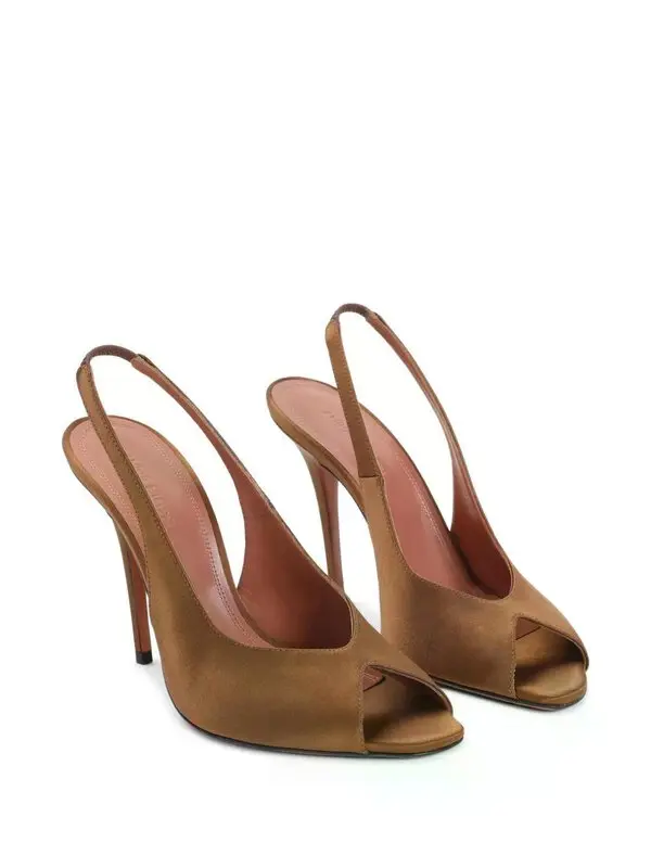 Amina Muaddi Slingback Open Toe Sandals - Brown