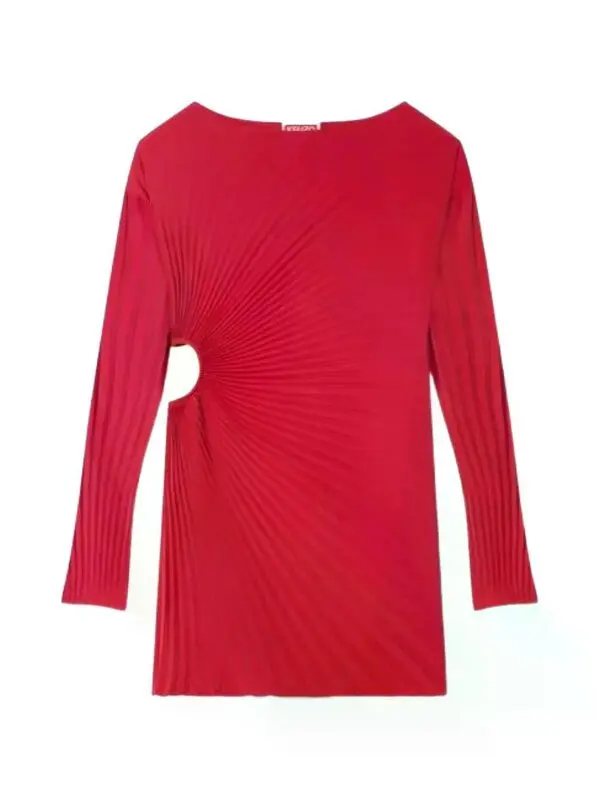 Kenzo Pleated Mini Dress With Cut-out Detail