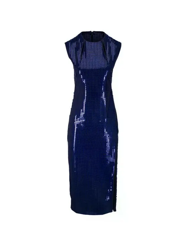 Akris Sequined Sleeveless Midi Dress - Blue