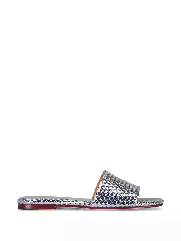 NAGHEDI Diamond-weave Slide Sandals - Silver