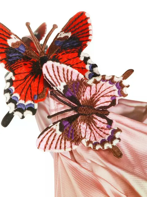 Blumarine Butterfly Appliqué Draped Gown Dress