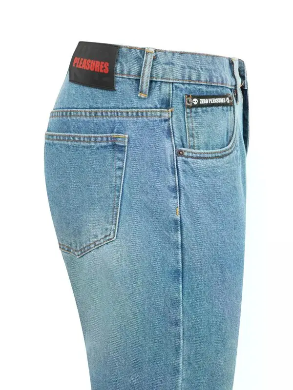 PLEASURES Rotten Skull-embroidered Straight Leg Jeans