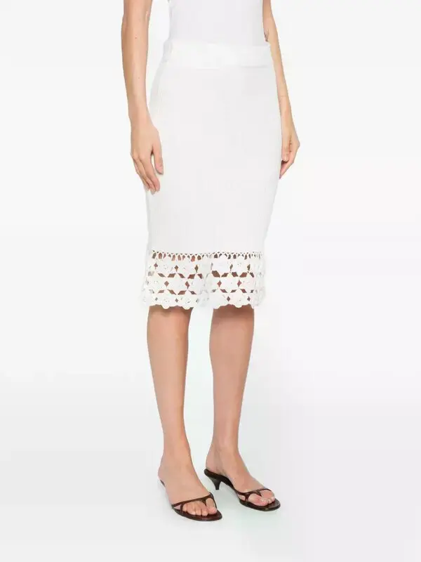 GANNI Crochet Trim Ribbed Knit Skirt