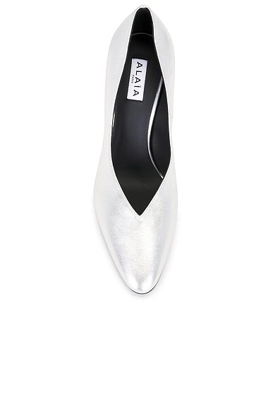 Alaïa Metallic Silver Leather Pointed Toe Pumps