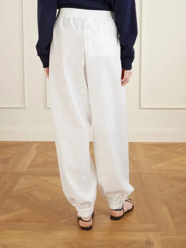 RÓHE Crinkled Cotton-blend Tapered Trousers - White
