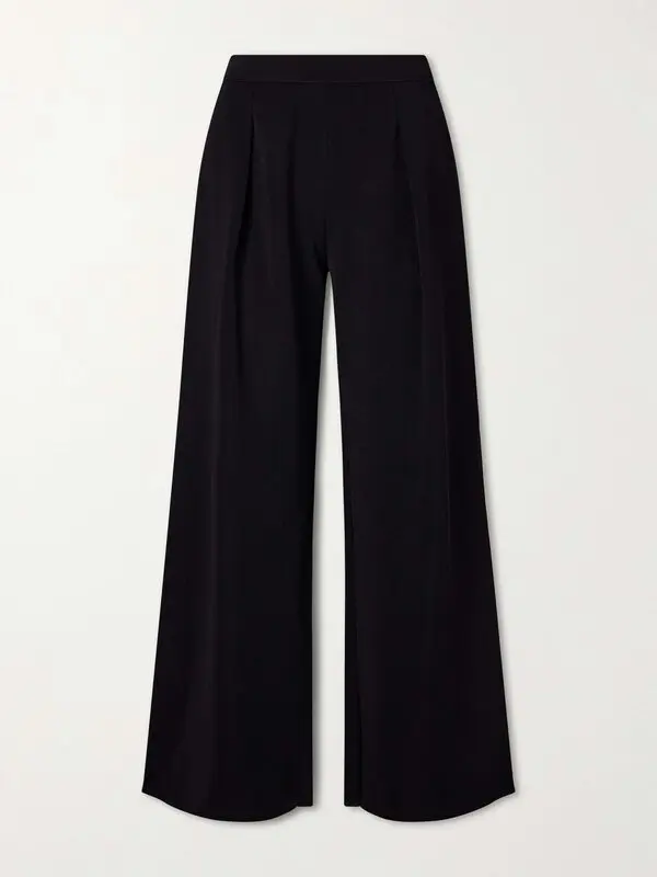 HIGH SPORT Gene Pleated Wide-leg Jersey Trousers - Black