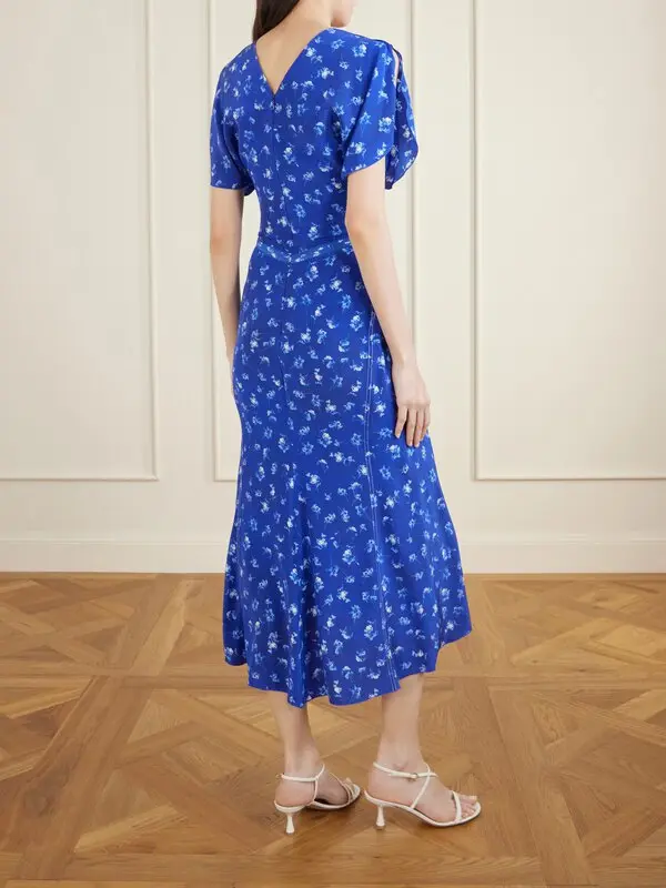 Victoria Beckham Bela Floral-print Silk-chiffon Midi Dress