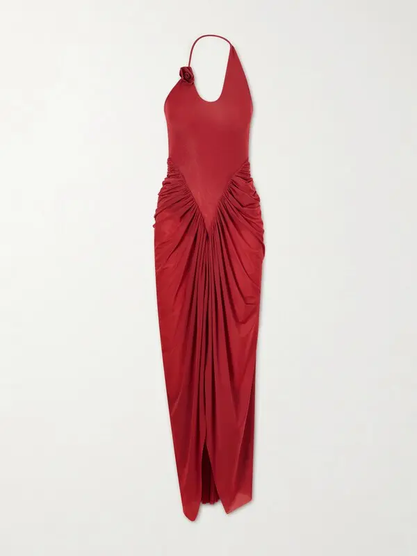 MAYGEL CORONEL Vestalia Draped Jersey Maxi Dress - Red