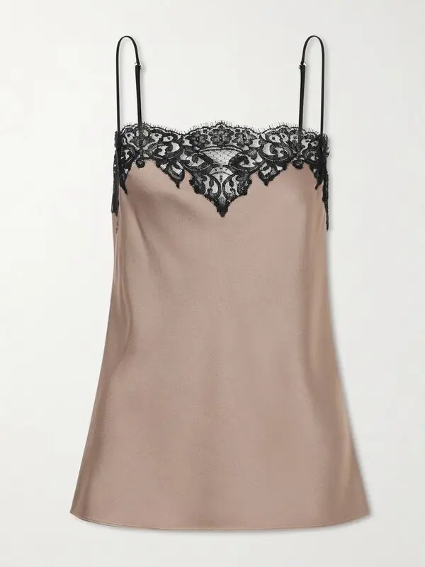Stella McCartney Lace-trimmed Satin Camisole - Brown