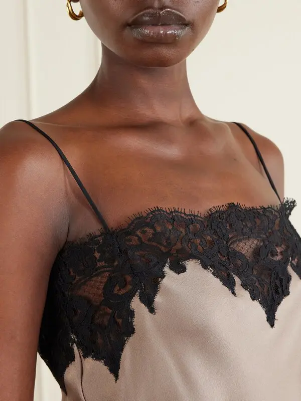 Stella McCartney Lace-trimmed Satin Camisole - Brown