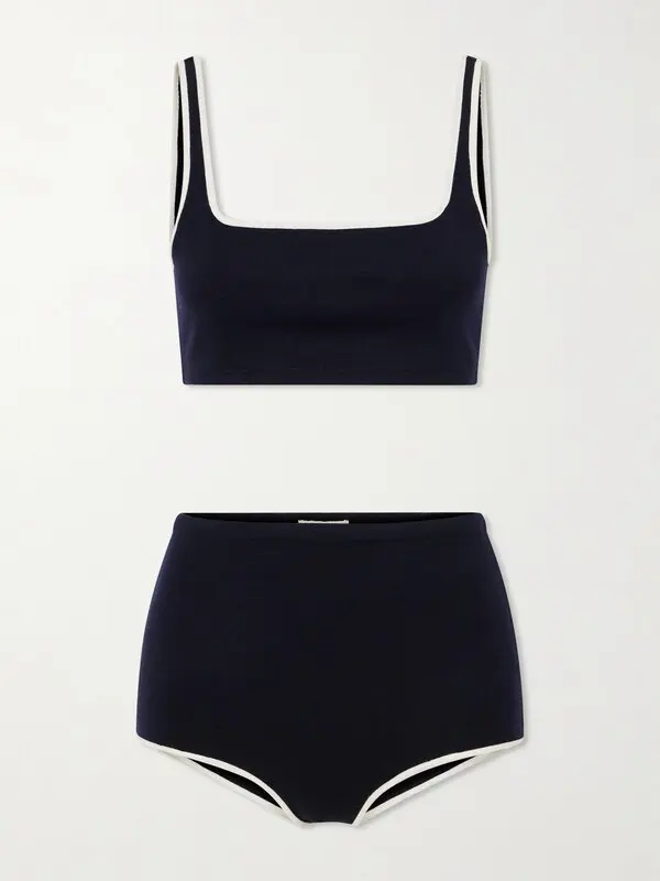Auralee Wool-blend Jersey Bikini - Blue