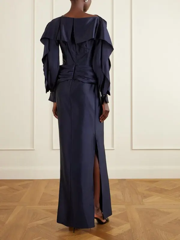 LANVIN Navy Satin Gathered Gown
