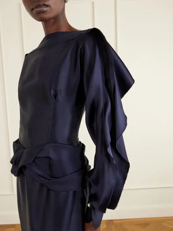 LANVIN Navy Satin Gathered Gown