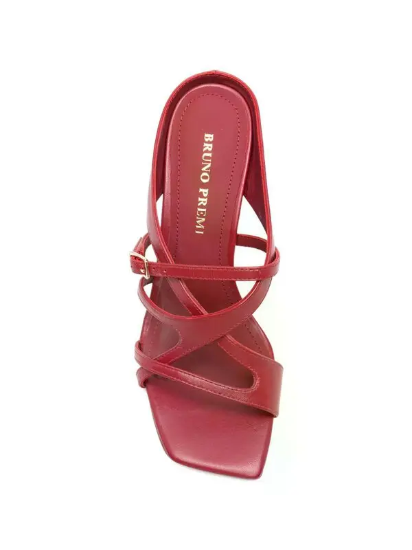 BRUNO PREMI Leather Strappy Heeled Sandals - Red