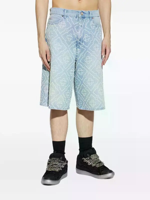 Casablanca Pearl Monogram Denim Shorts - Blue