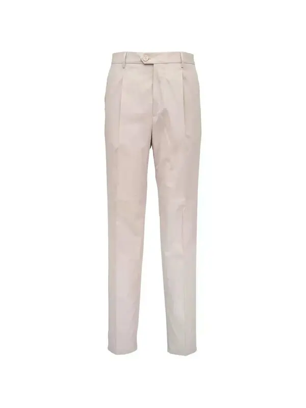 Brunello Cucinelli Pleated Cotton Trousers - Neutrals