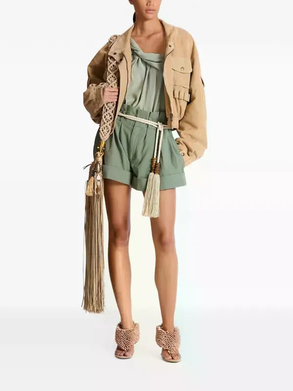 Balmain Self-tie High-waisted Shorts - Green