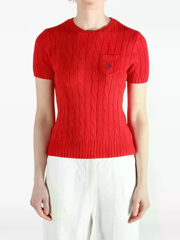 Polo Ralph Lauren Cable Knit Short Sleeve Sweater - Red