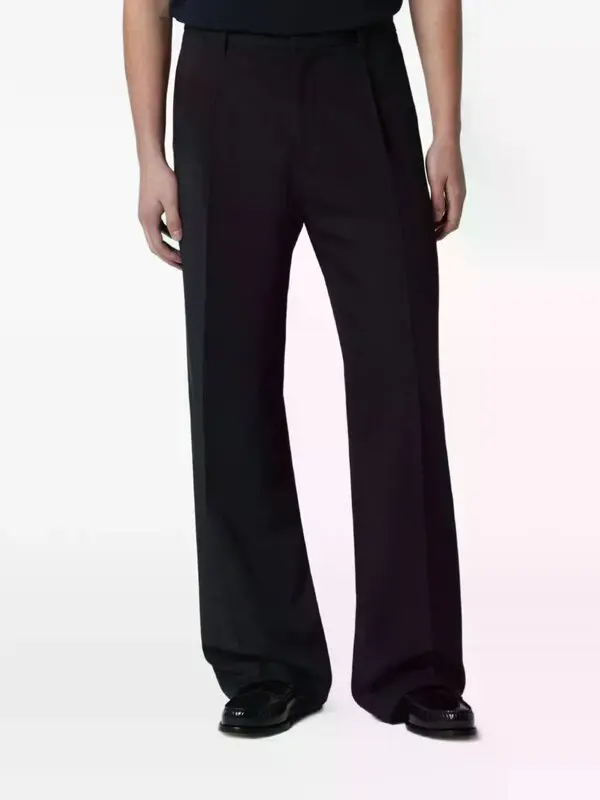LARDINI Pleated Wide Leg Trousers - Blue