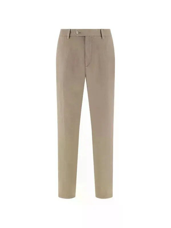 Boggi Milano Stitched Pockets Linen Trousers - Neutrals