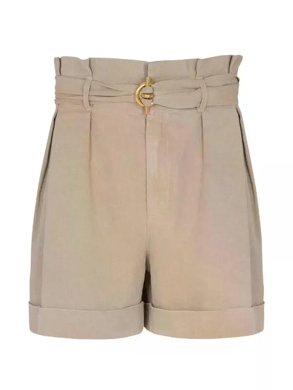 Balmain Belted-waist Tailored Shorts - Neutrals