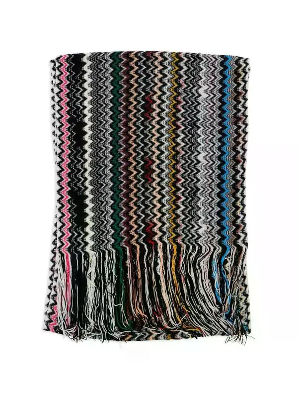 Missoni Chevron Fringed Scarf - Black