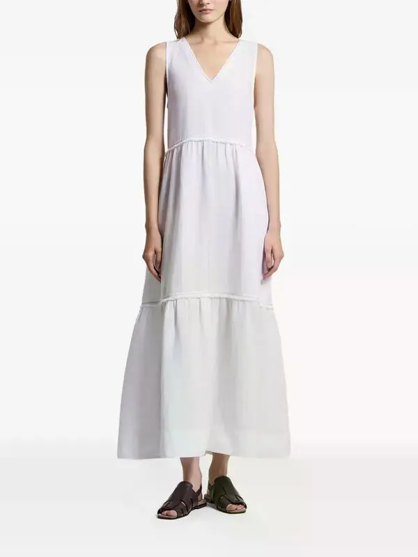 Peserico V-neck Tiered Maxi Dress - White