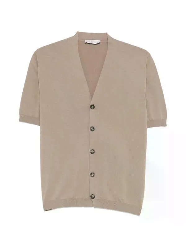 LUIGI GENTILE Button Short-sleeve Cardigan - Neutrals